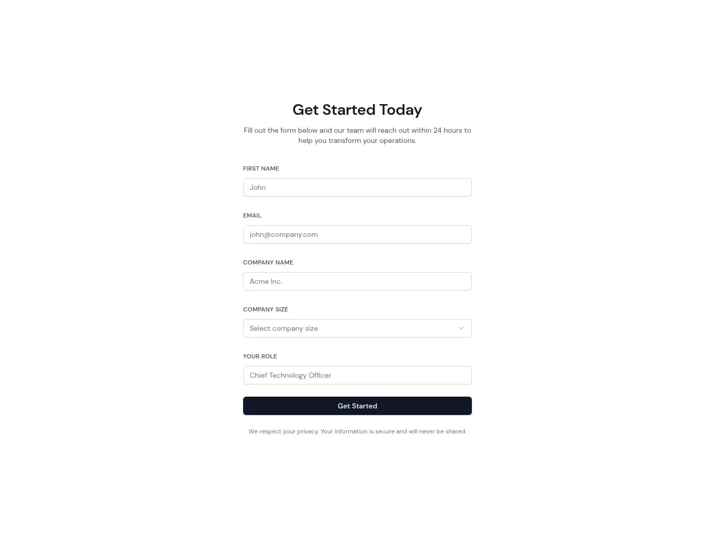 Minimalist Submission Form with Confirmation