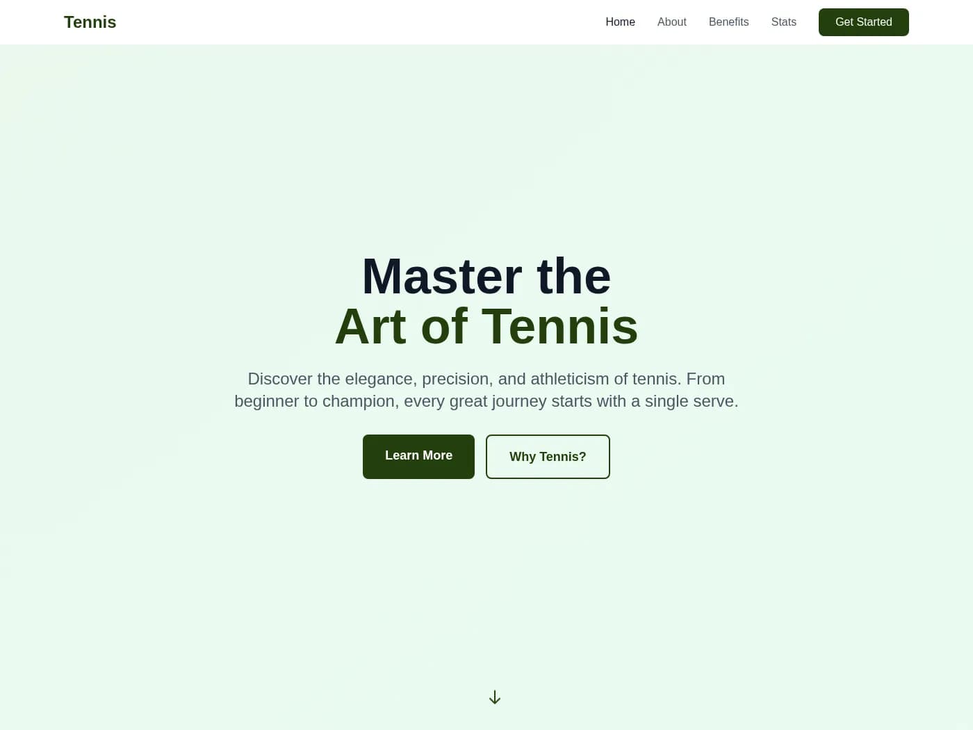 Minimalist Tennis Landing Page