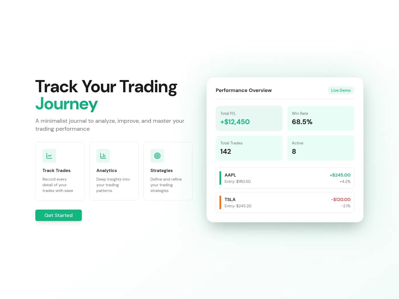 Minimalist Trading Journal App