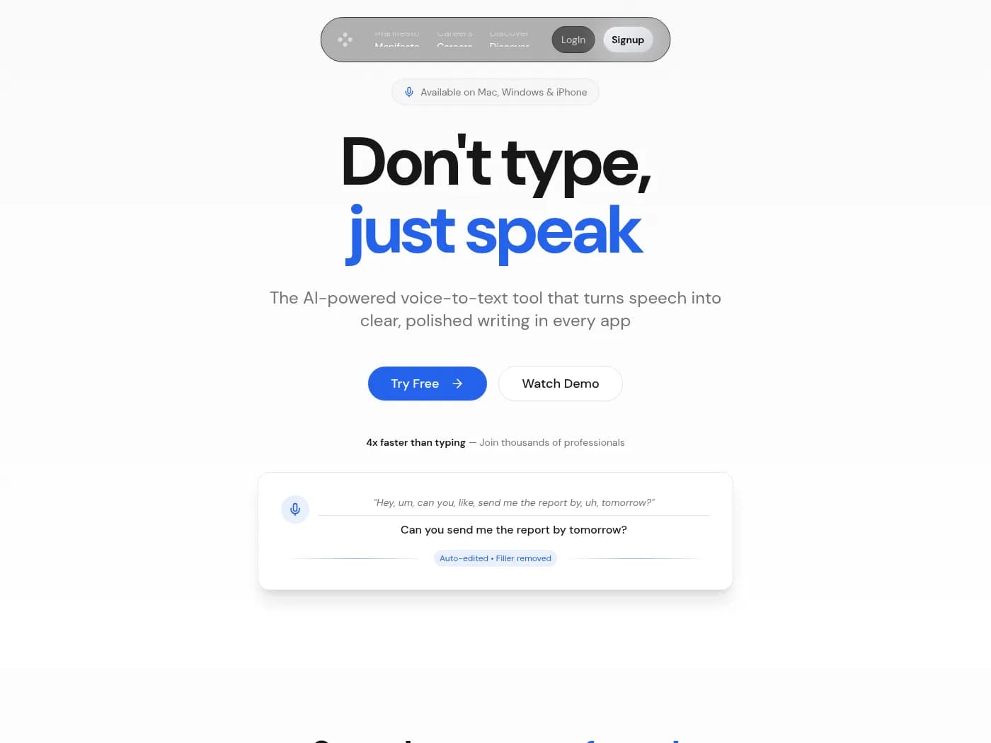 Minimalist AI Voice-Dictation Landing Page