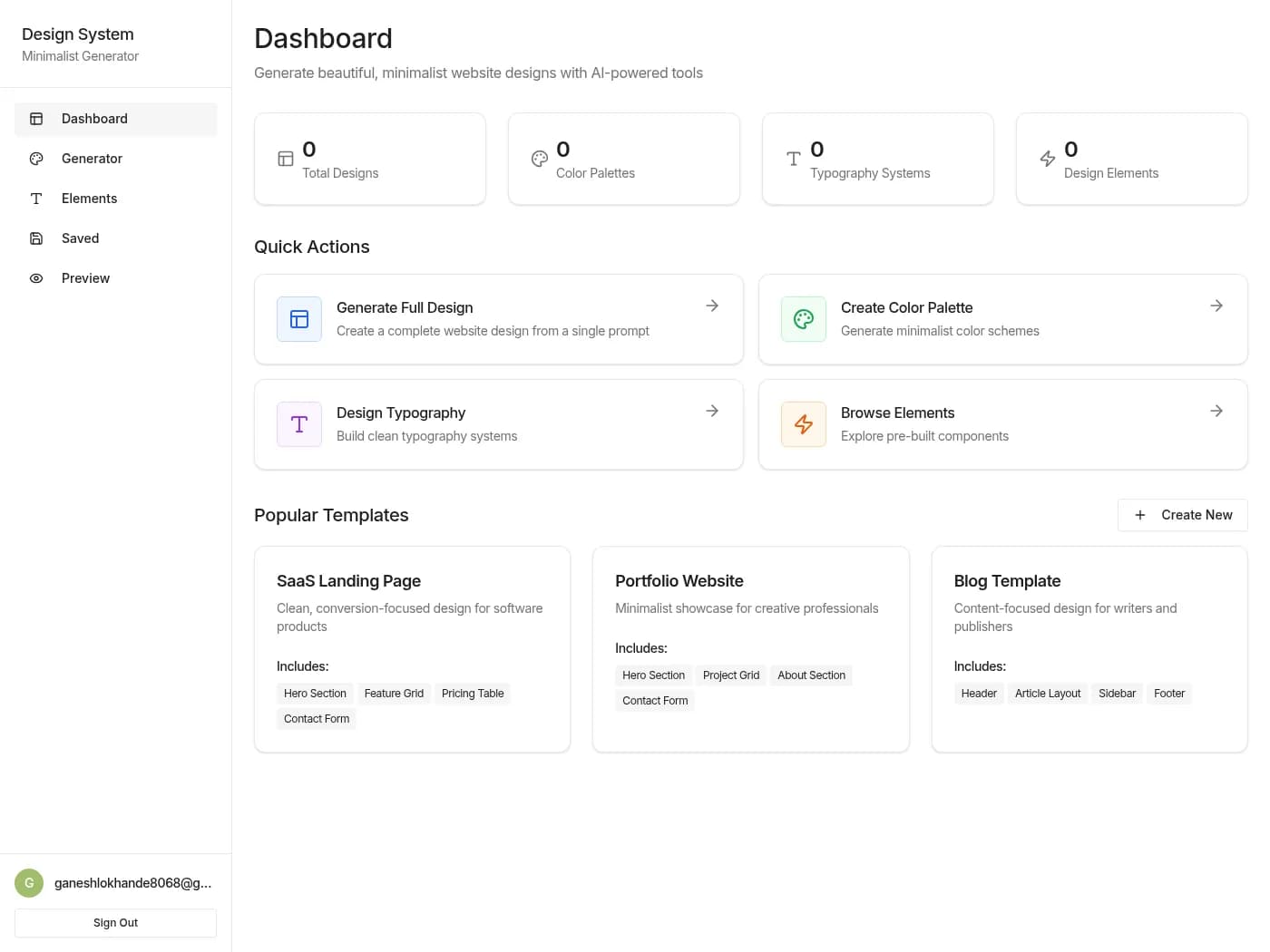 Minimalist Website Design System & Generator