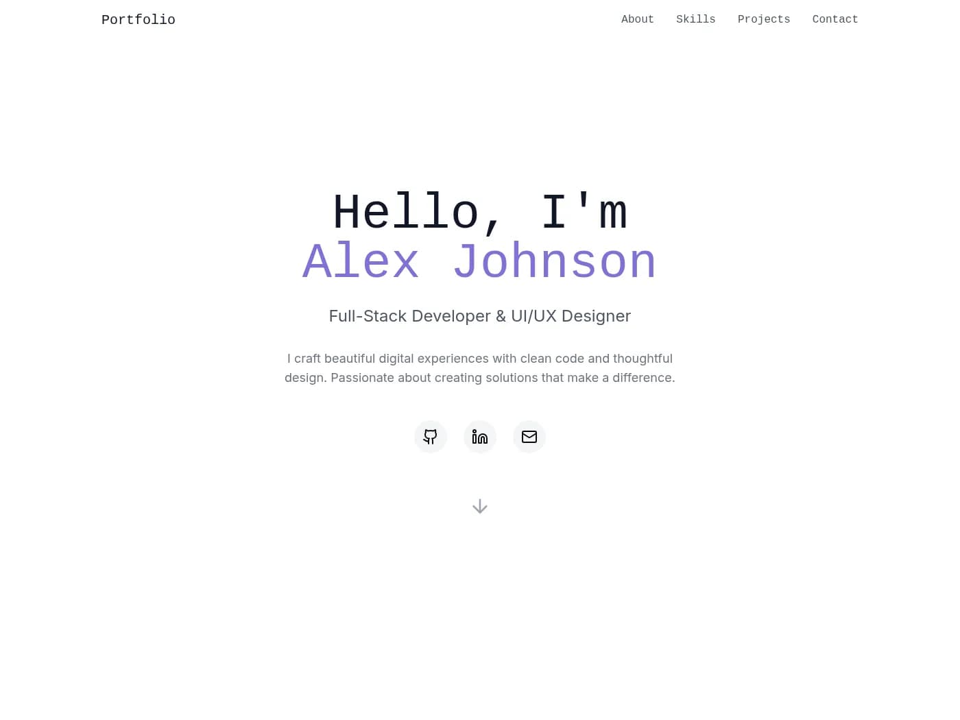 Minimalistic Modern Portfolio Website