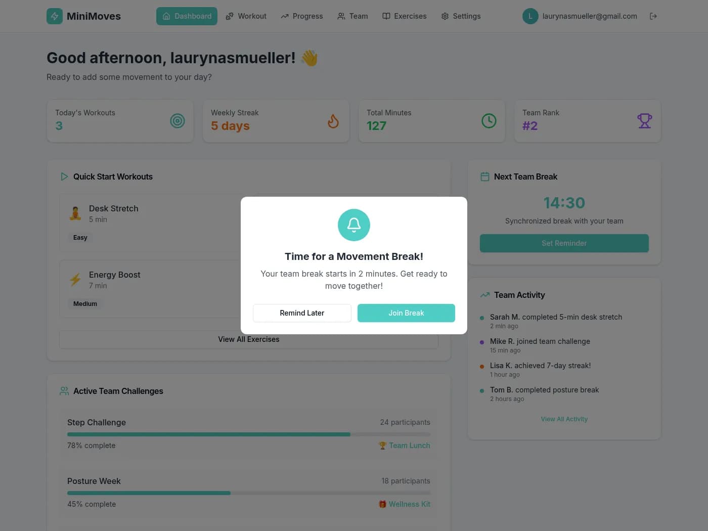 MiniMoves - Workplace Movement App