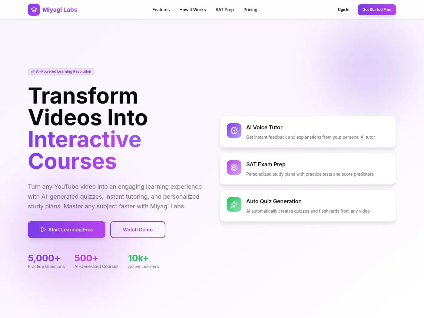 Miyagi Labs – AI-Powered Interactive Video Learning Platform