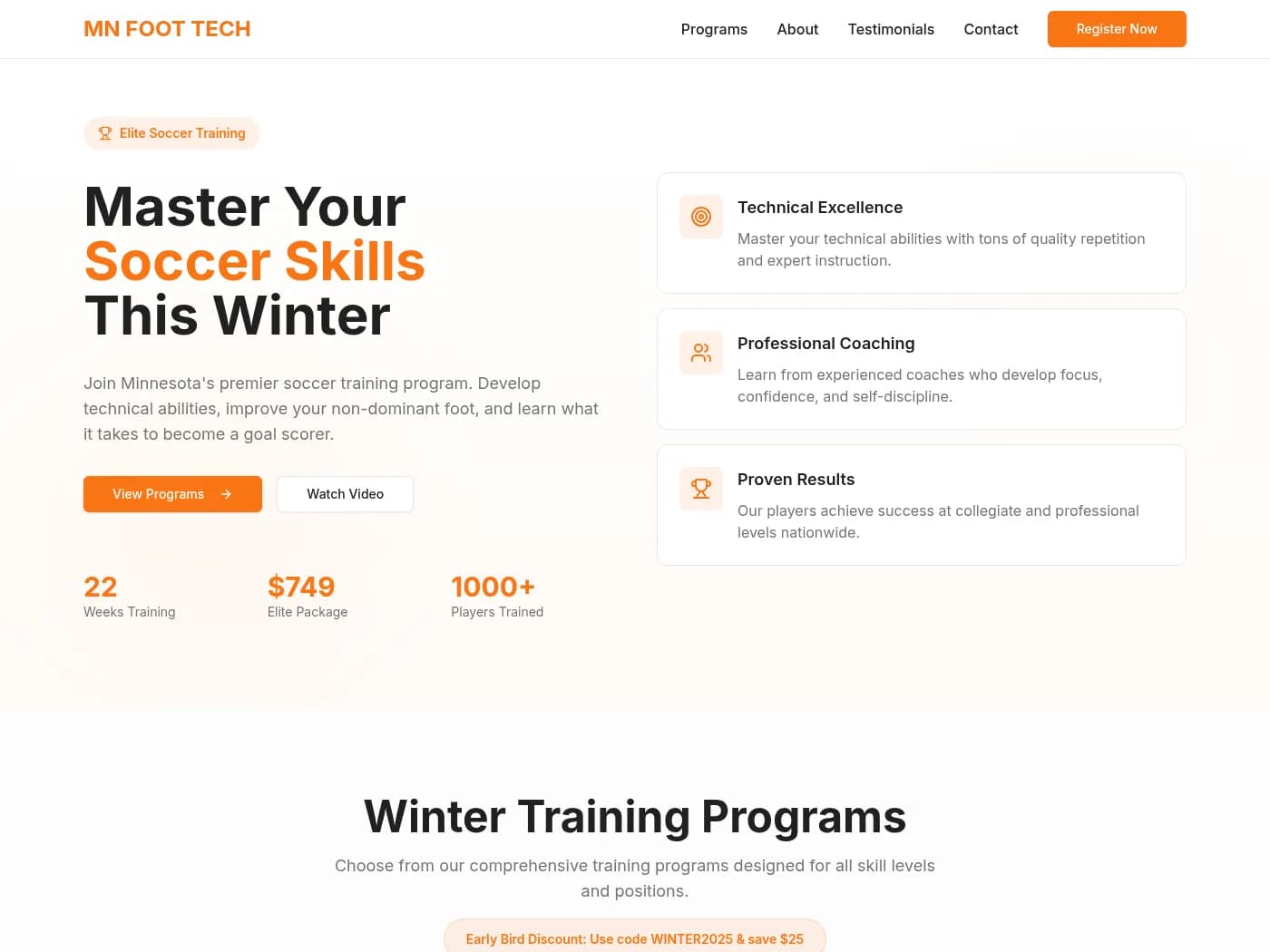 MN Foot Tech Website Redesign