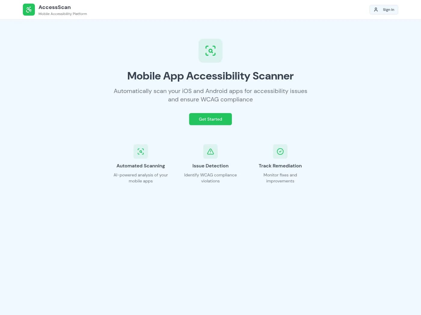 Mobile App Accessibility Scan Platform