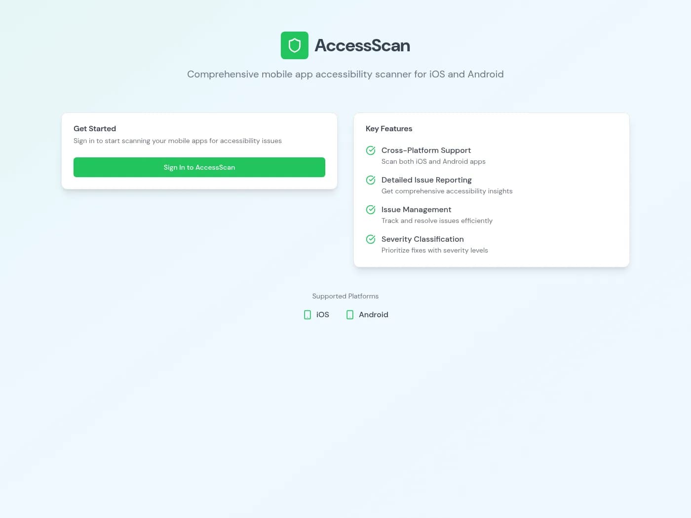 Mobile App Accessibility Scanner Platform