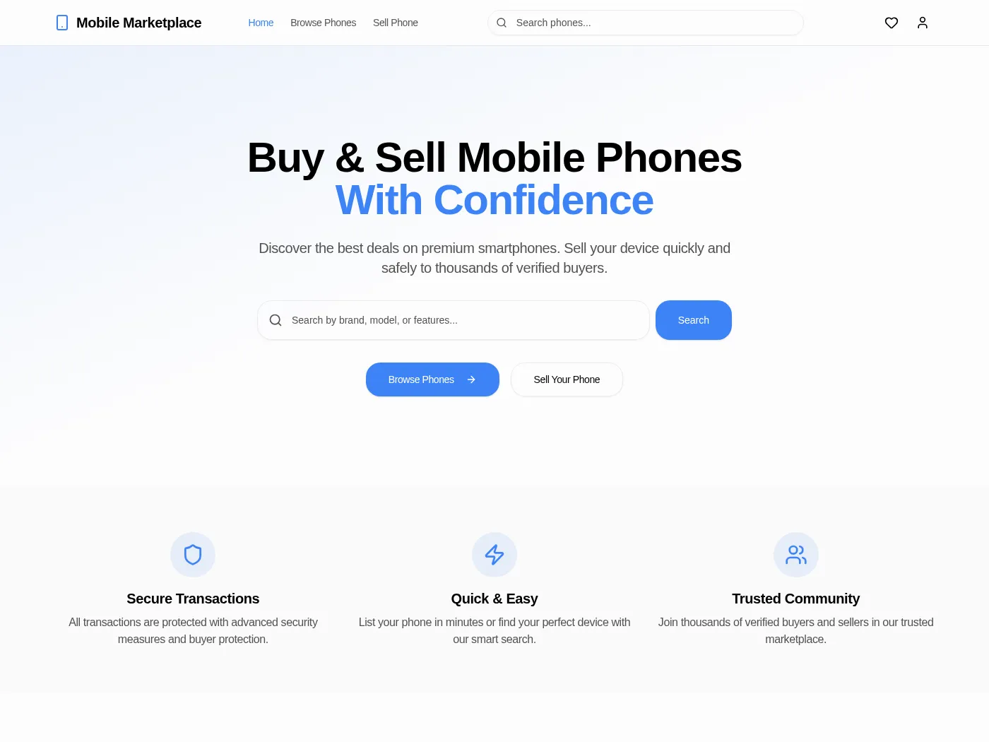 Mobile Marketplace Website