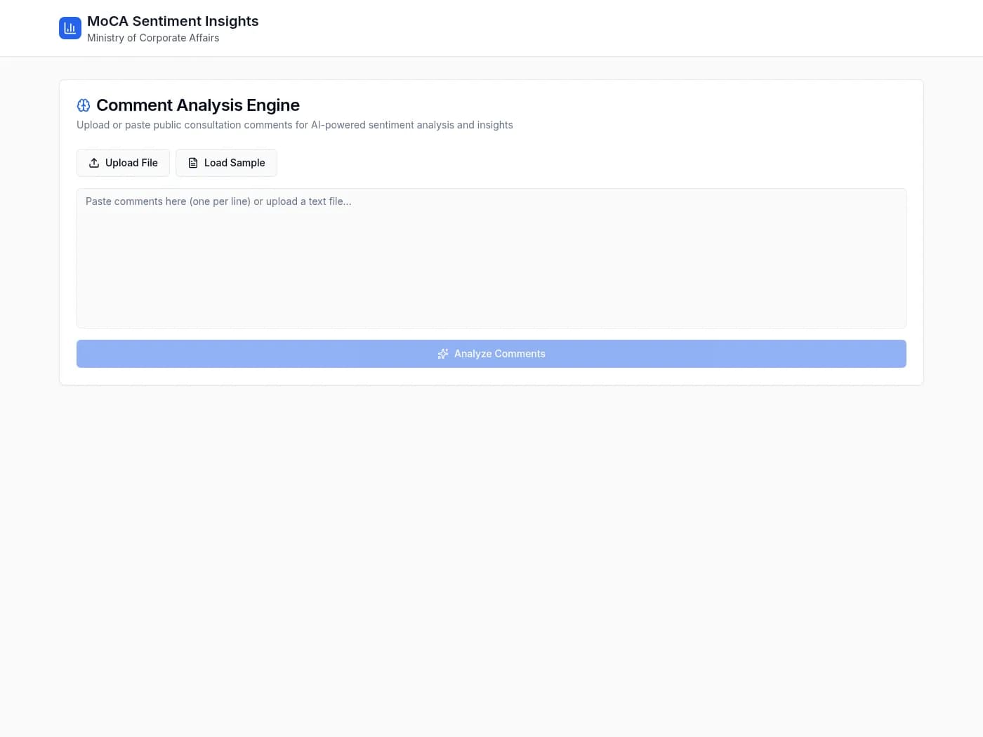 MoCA Sentiment Insights Dashboard for E-Consultation Comments