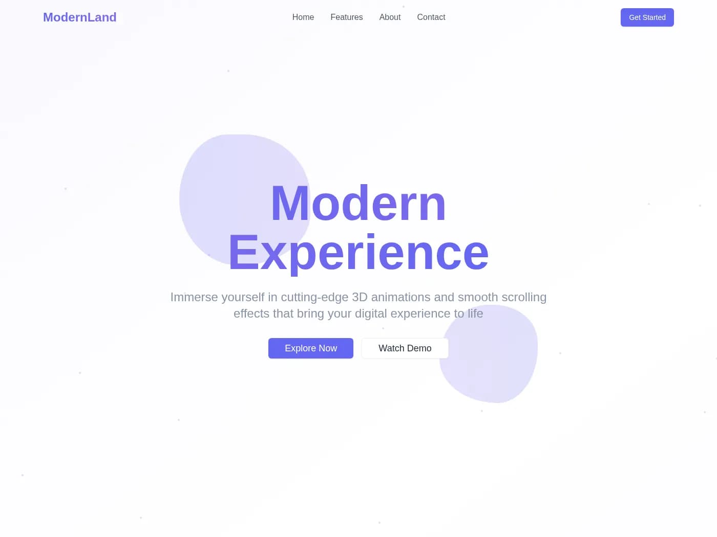 Modern 3D Animated Landing Page