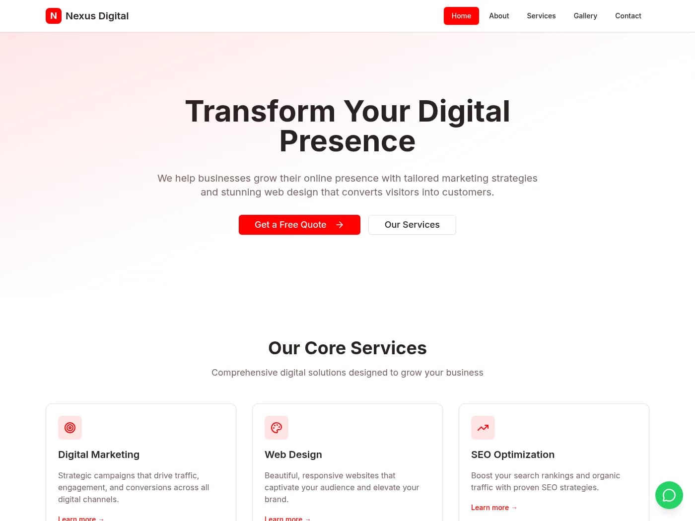 Modern Multi-Page Business Website with WhatsApp Integration