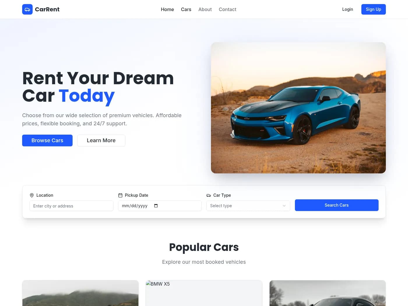 Modern Car Rental Website UI Kit