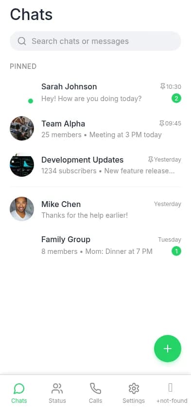 Modern Chat Messenger MVP Inspired by WhatsApp & Telegram