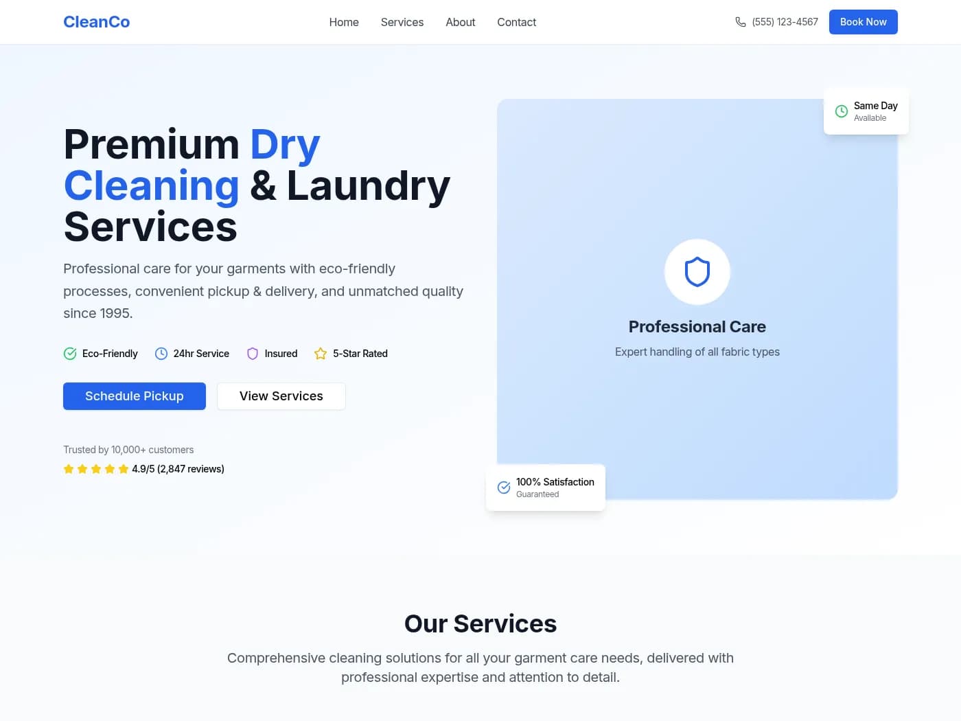 Modern Dry Cleaning & Laundry Service Website