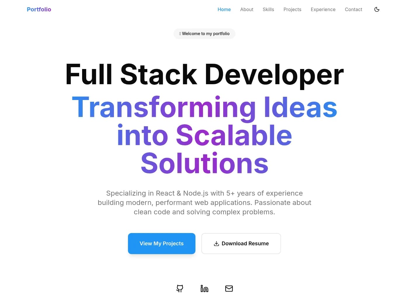 Modern Full Stack Developer Portfolio