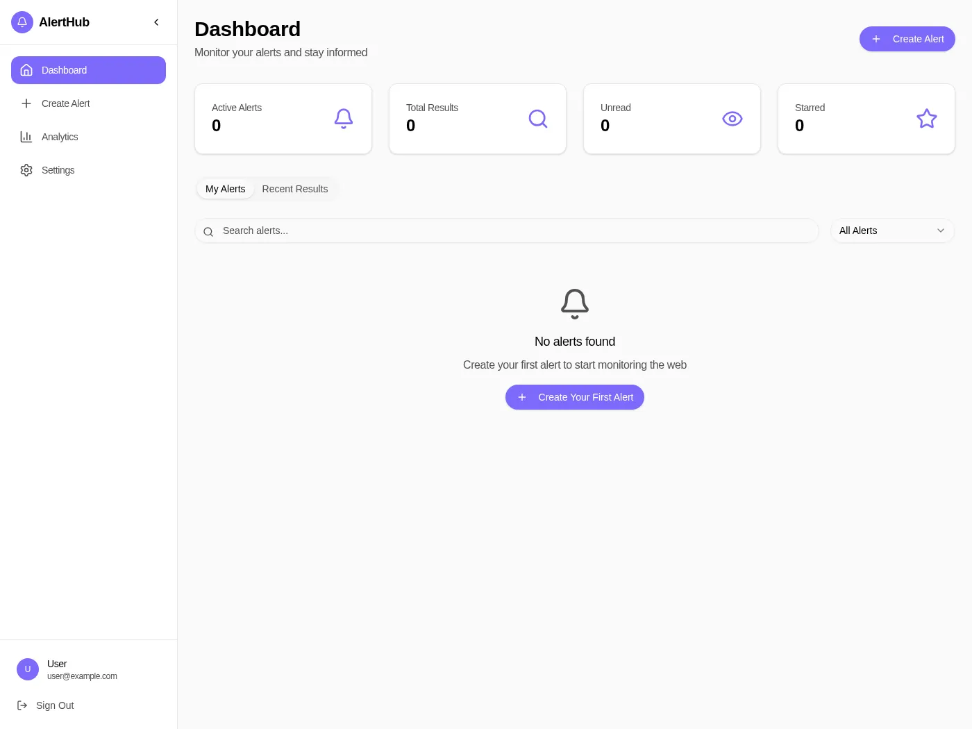 Modern Google Alerts Clone