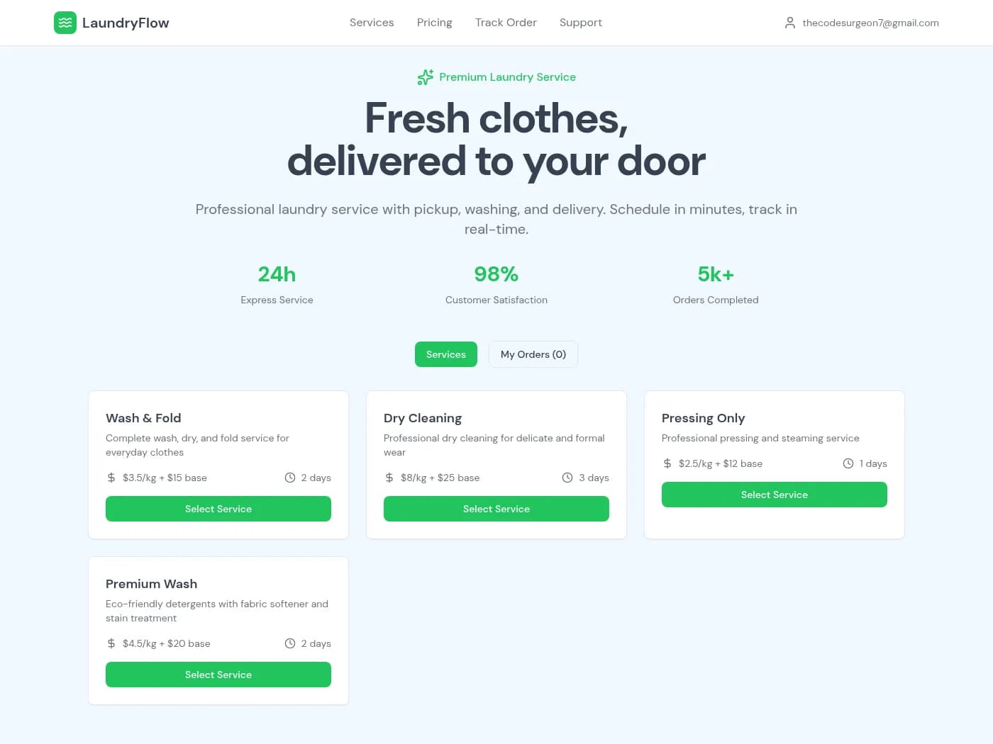 Modern Laundry Service App
