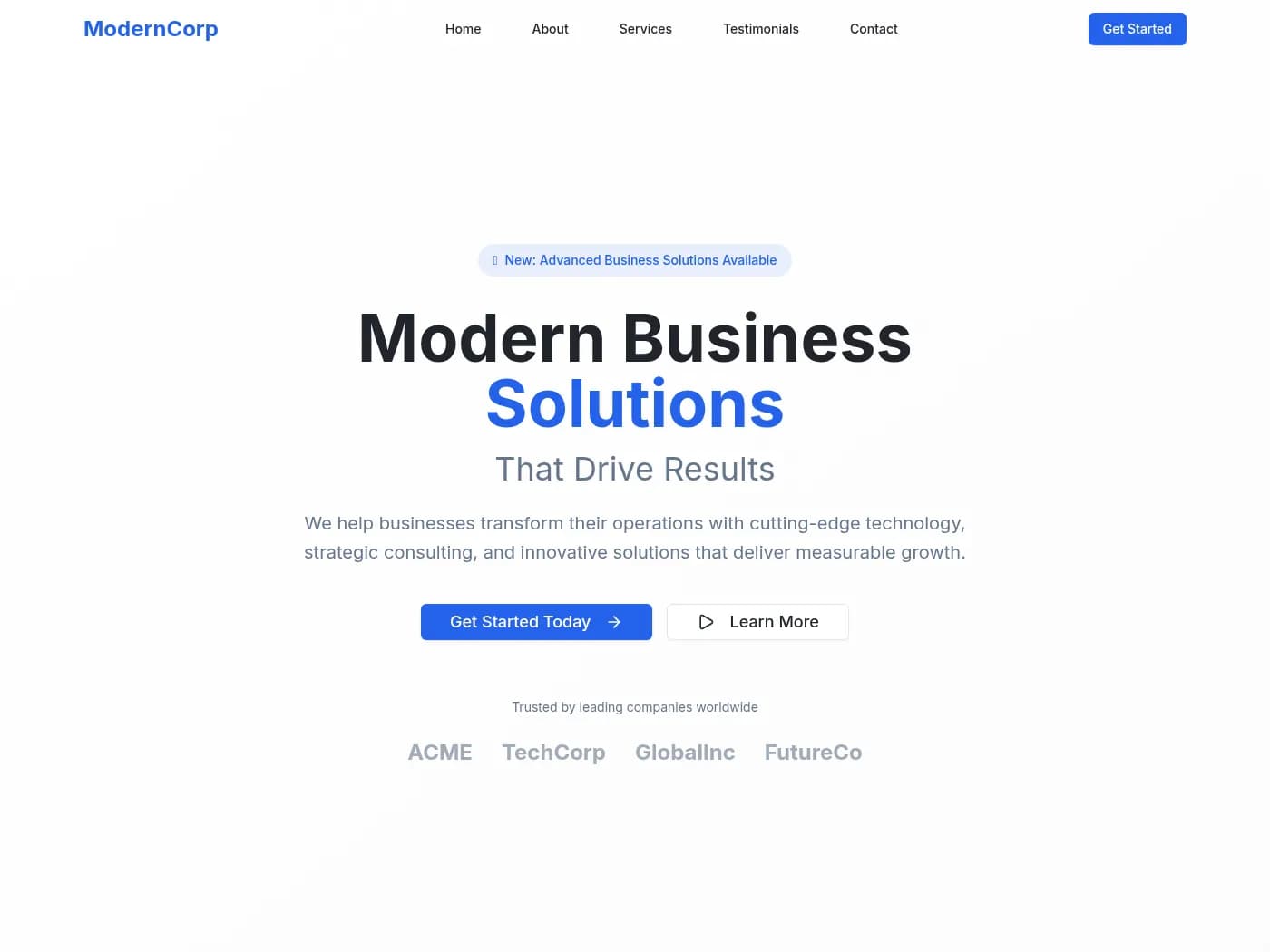 Modern Minimal Responsive Website Template