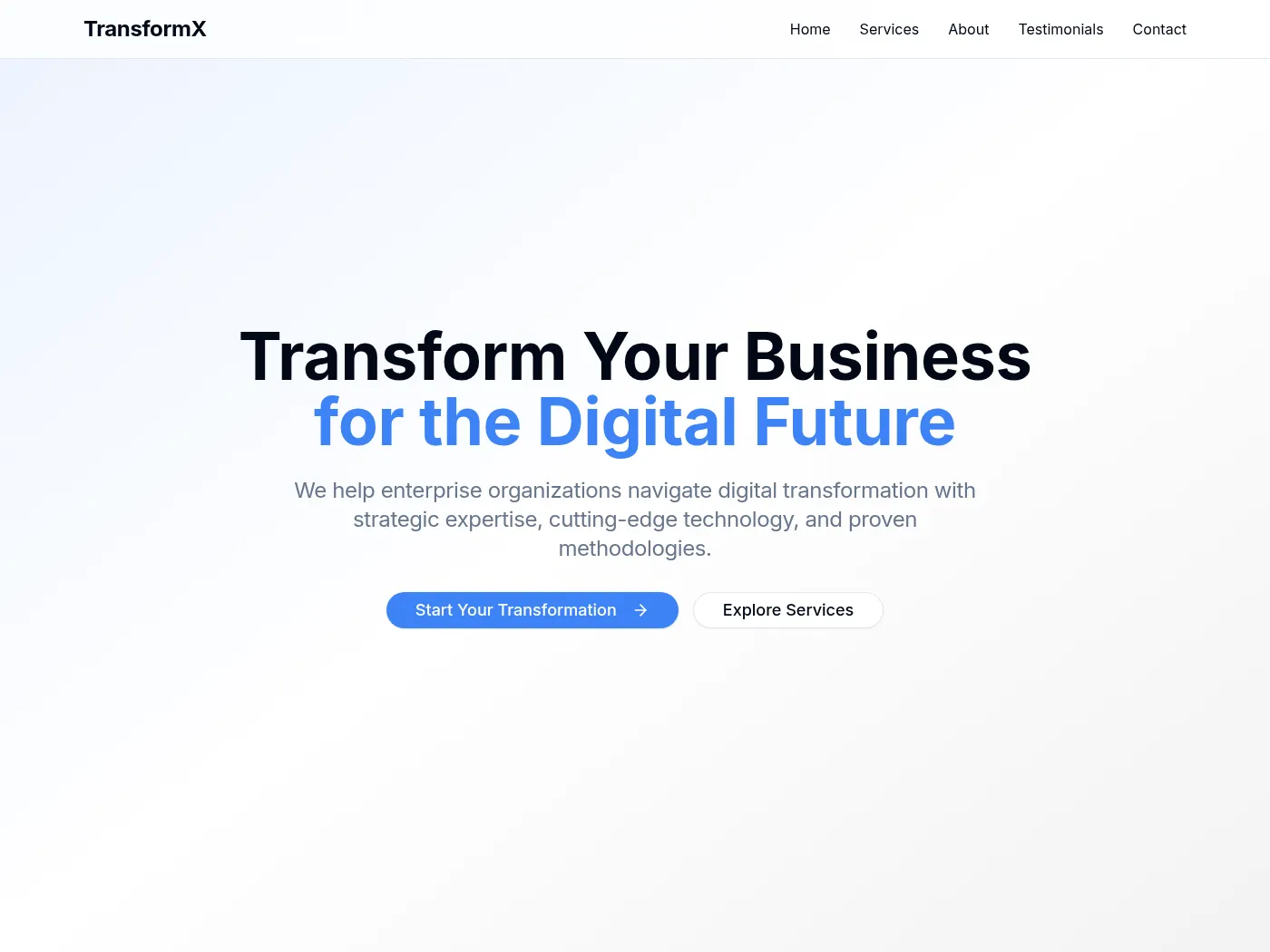 Modern Minimalist Corporate Website for Digital Transformation Leaders