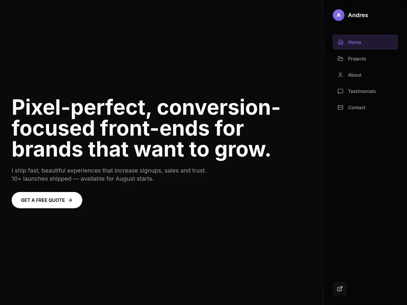 Modern Portfolio Website for Andres