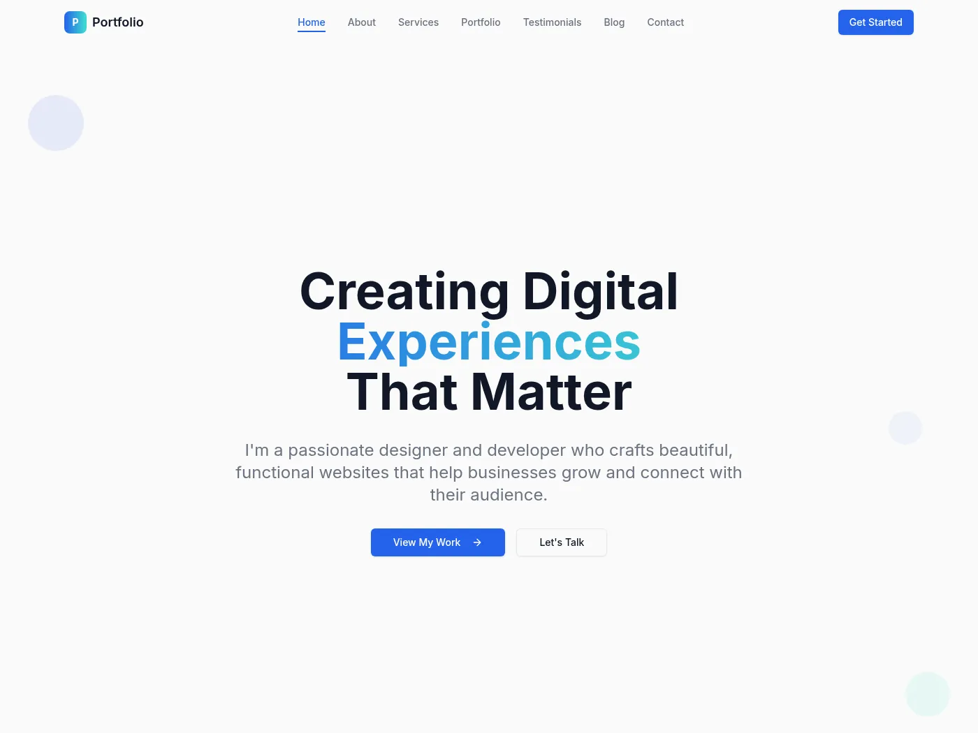 Modern Portfolio & Business Landing Website
