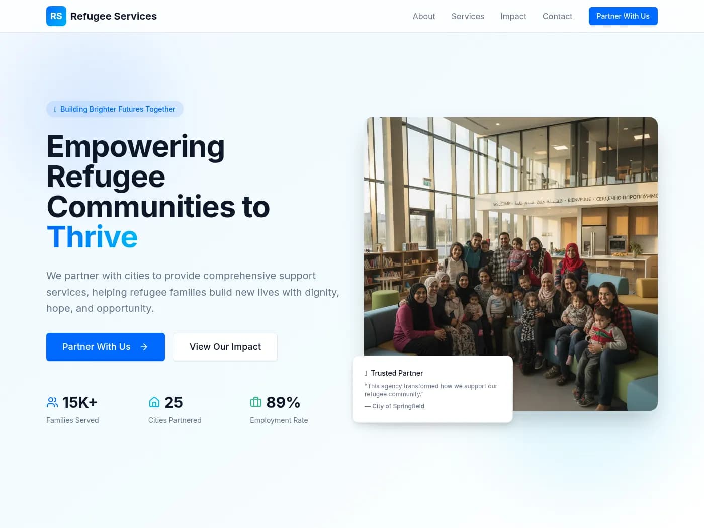 Modern Portfolio Website for Refugee Social Services Agency