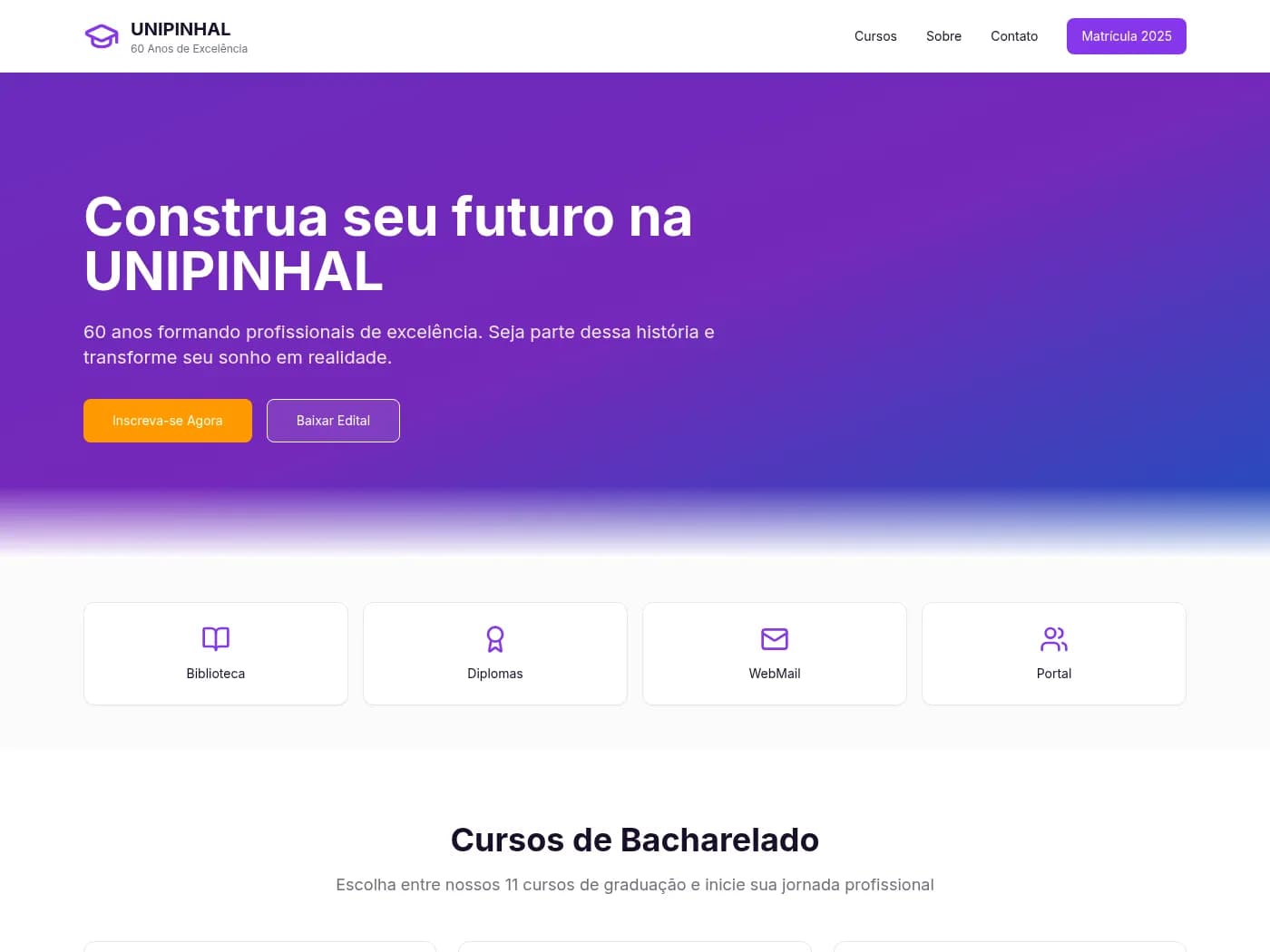 Modern Responsive UNIPINHAL Info Portal