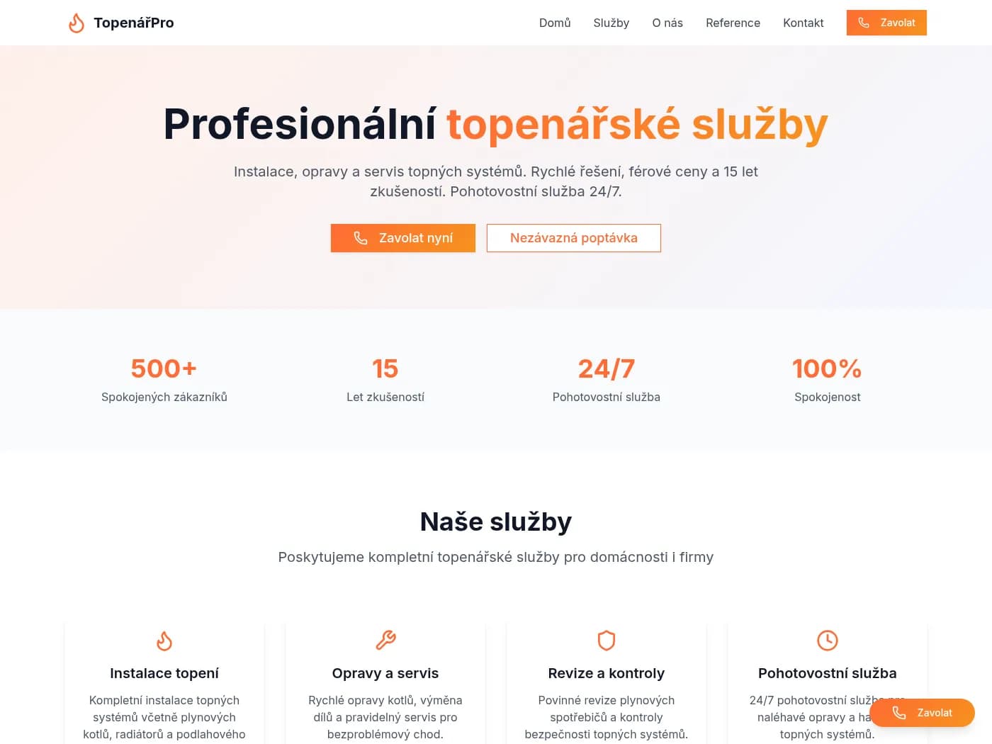 Moderní web pro topenáře