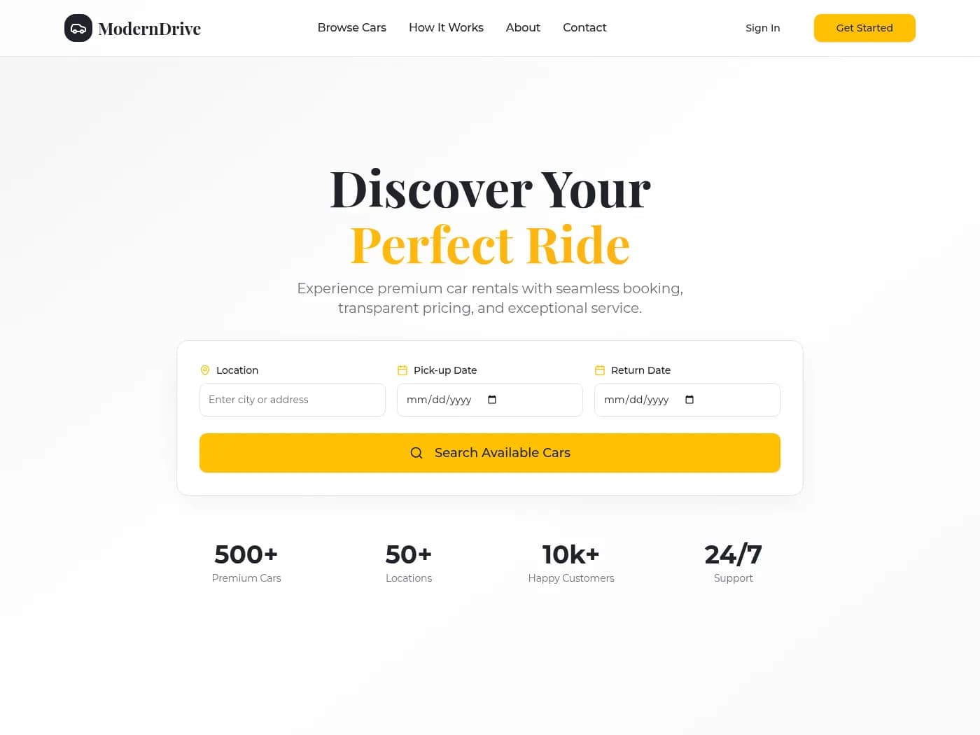 ModernStay Car Booking Platform