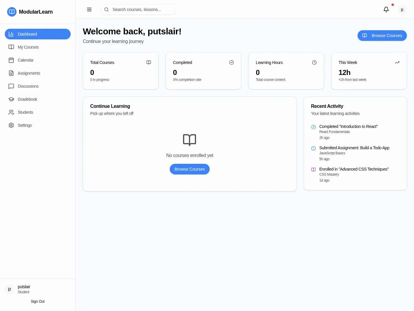 Modular Learning Management System Clone