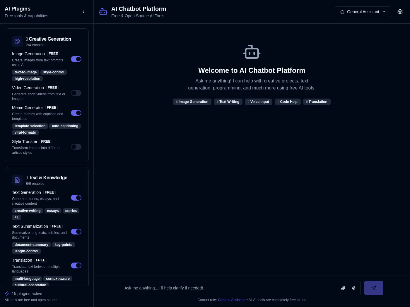 Modular Universal AI Chatbot Platform