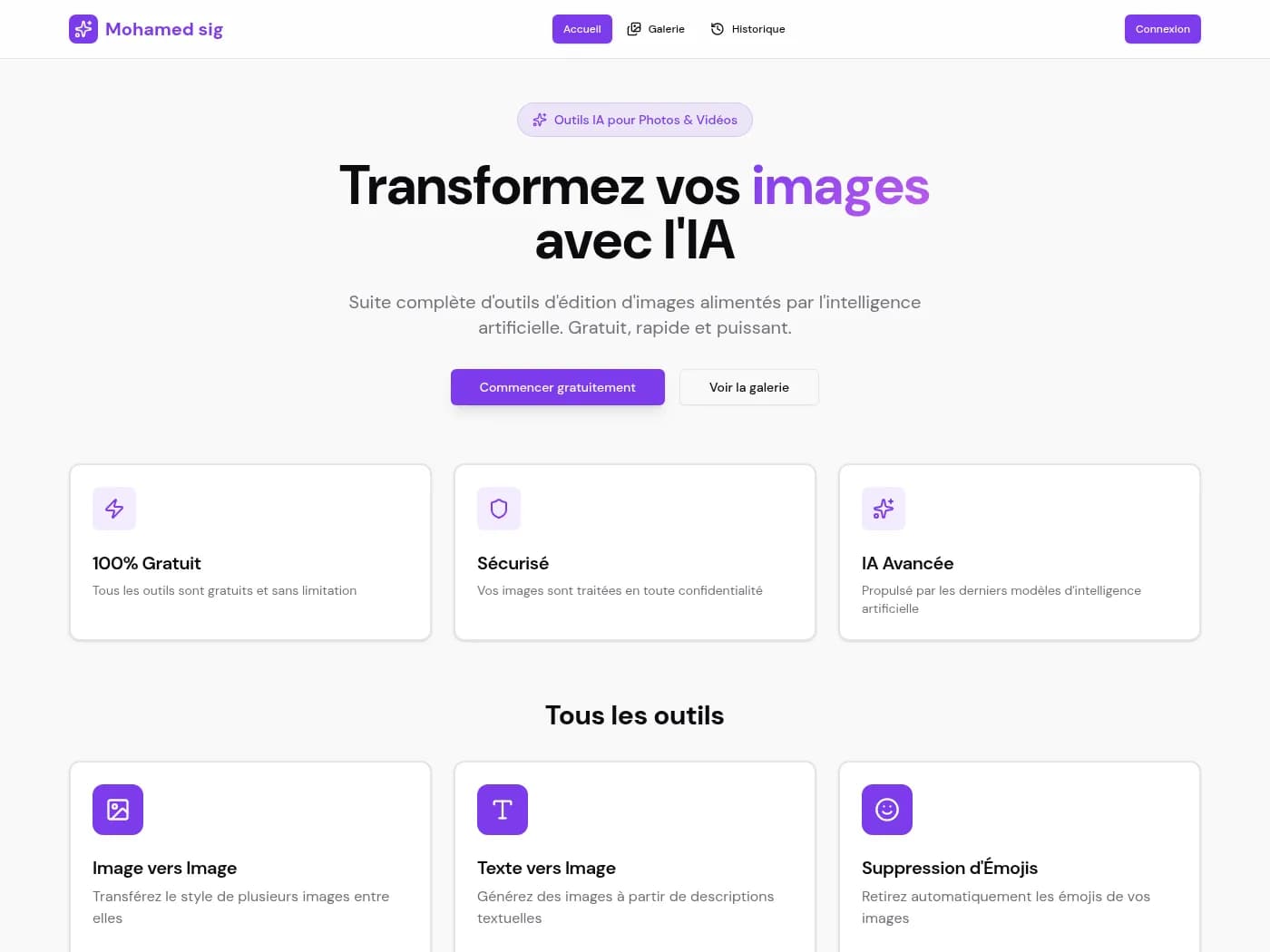 Mohamed sig – AI-Powered Image & Video Toolkit Web App