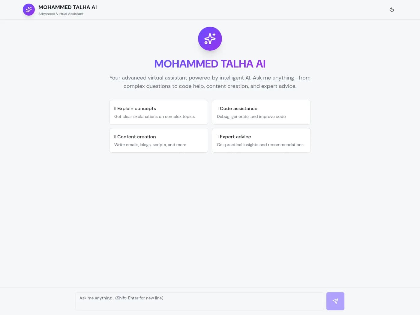 MOHAMMED TALHA AI – Advanced Virtual Assistant Platform
