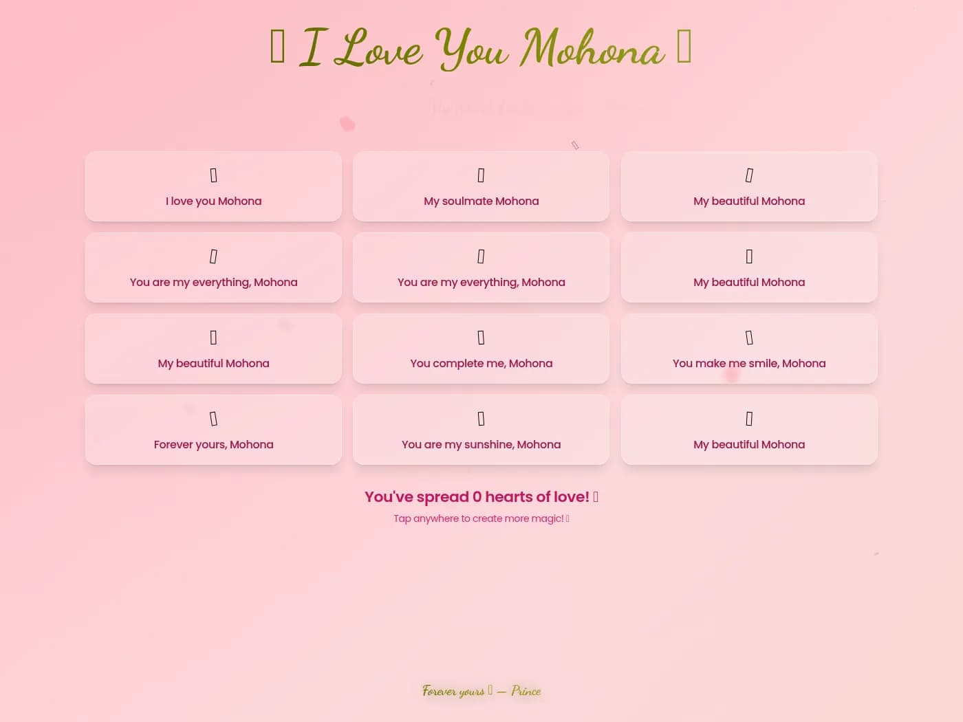 Mohona Love Notes: Animated Heartfelt Web App