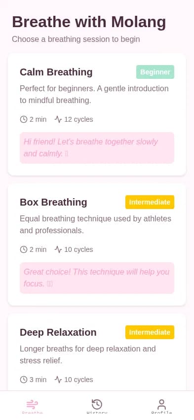 Molang Meditation Mobile App
