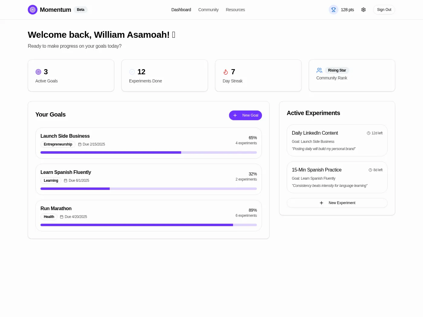 Momentum: Peer-Powered Achievement Ecosystem