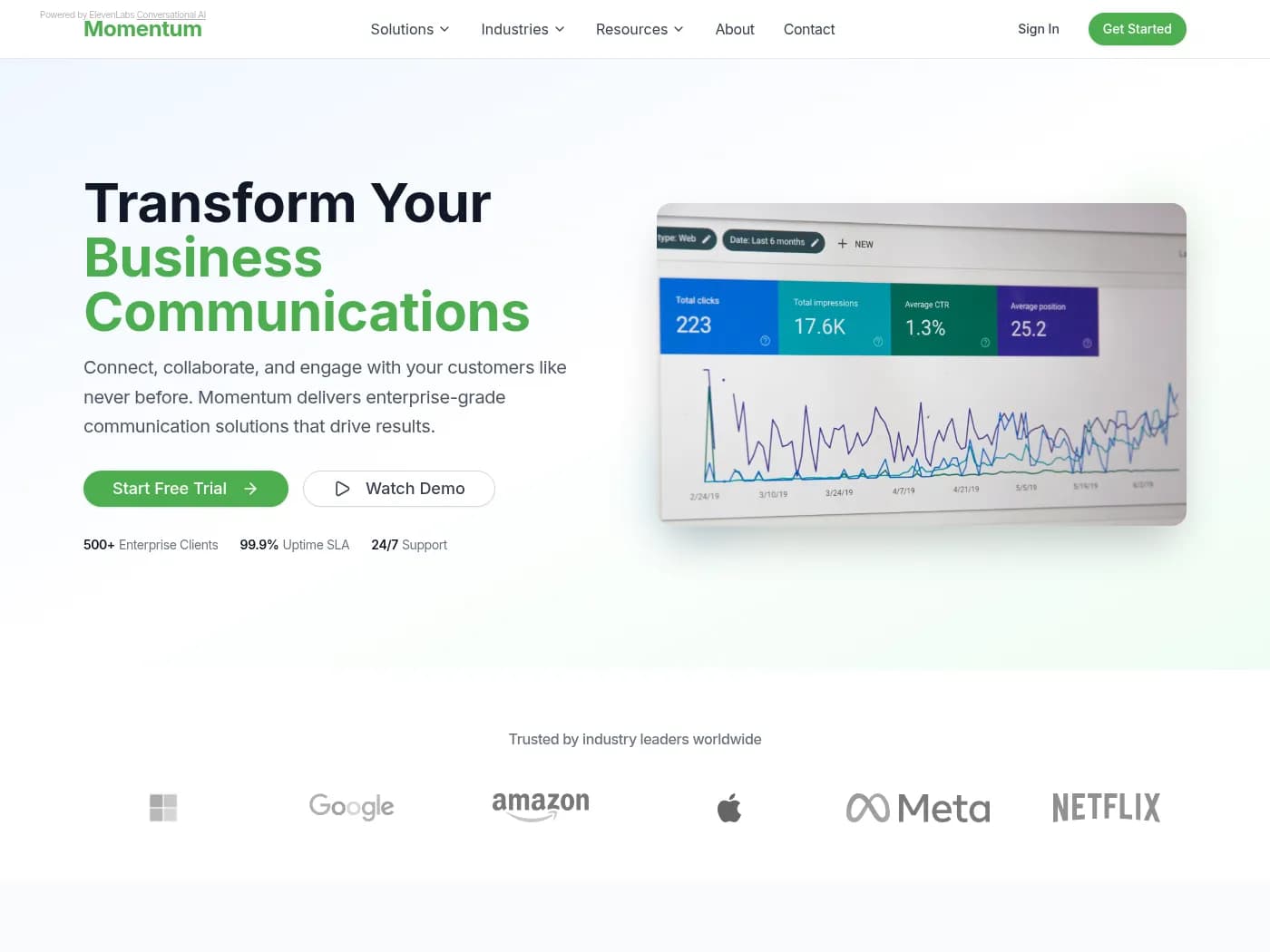 Momentum Homepage Clone with ElevenLabs WebAgent Integration