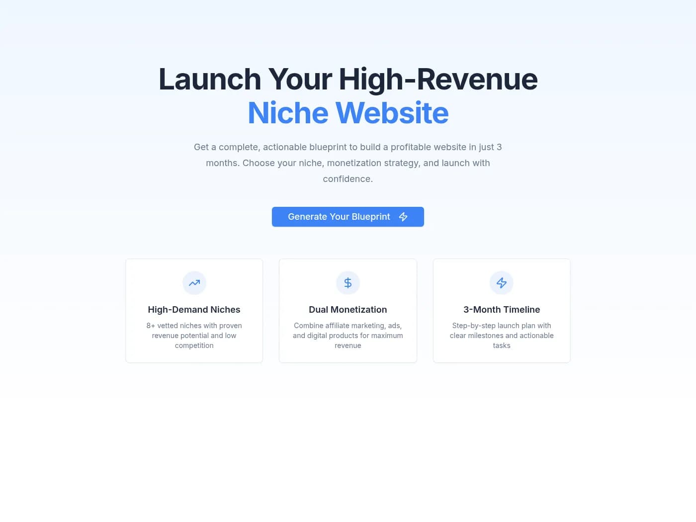 Monetizable Niche Website Blueprint Generator