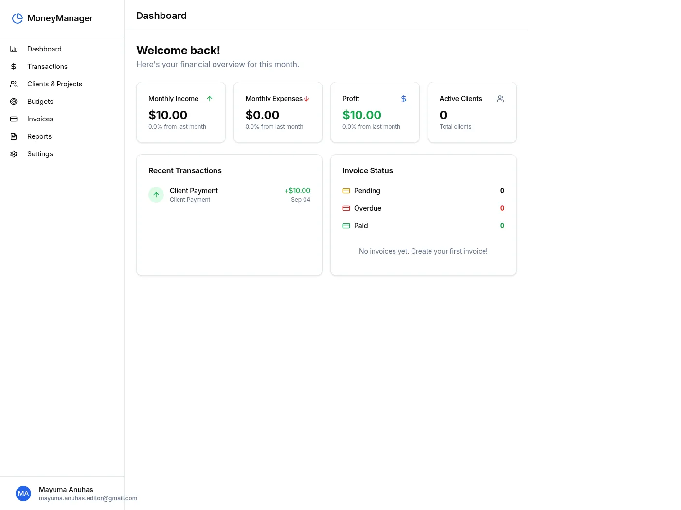 Freelancer & Small Business Money Manager