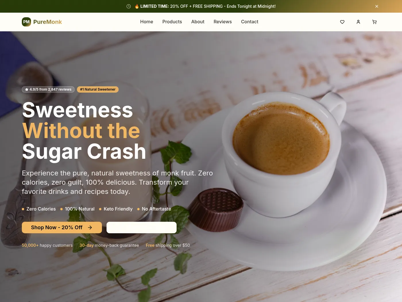 Monk Fruit Sweetener Shopify Store – Premium, Trust-Building E-commerce Design