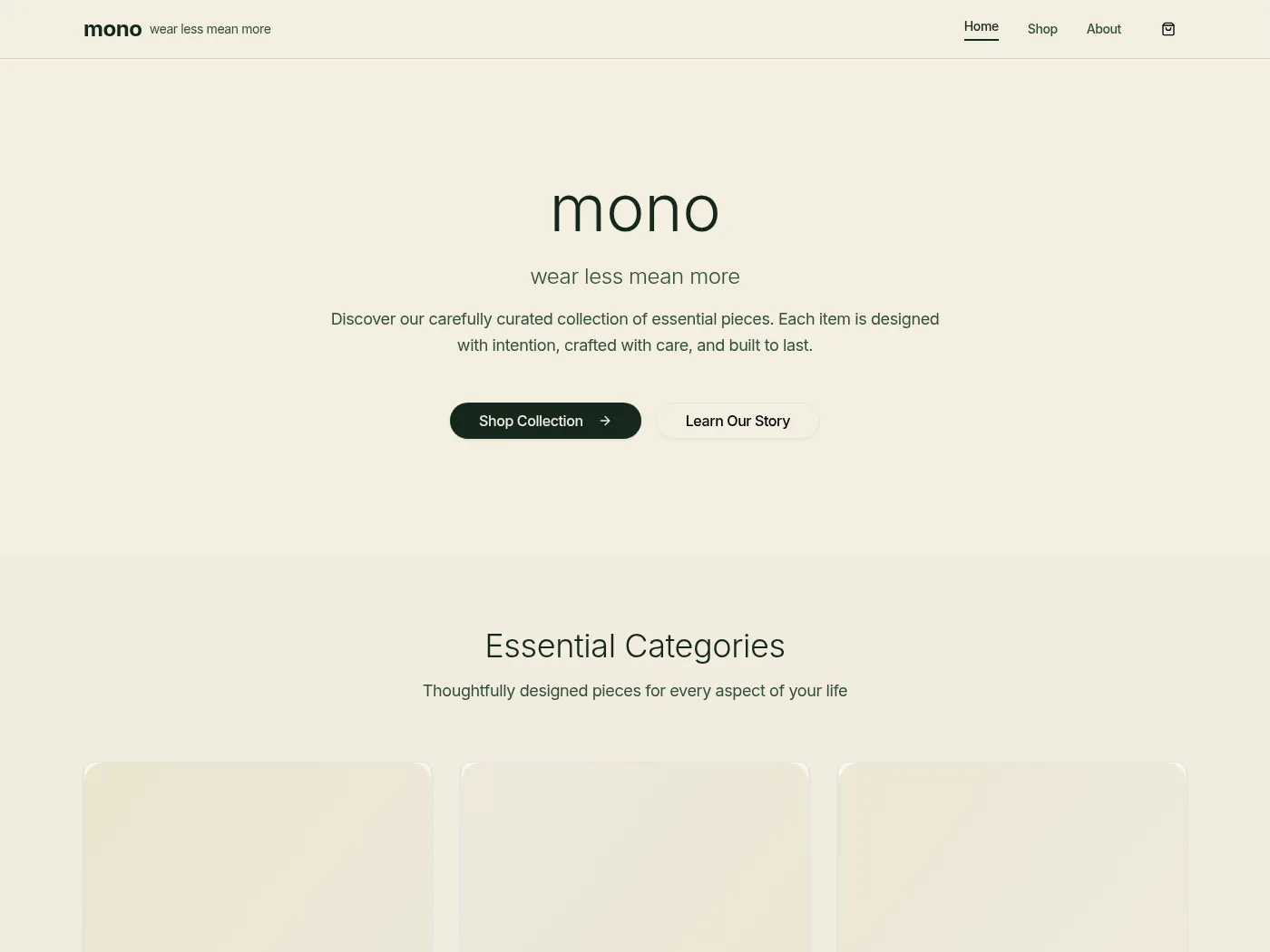 Mono Clothing Boutique Web Enhancement