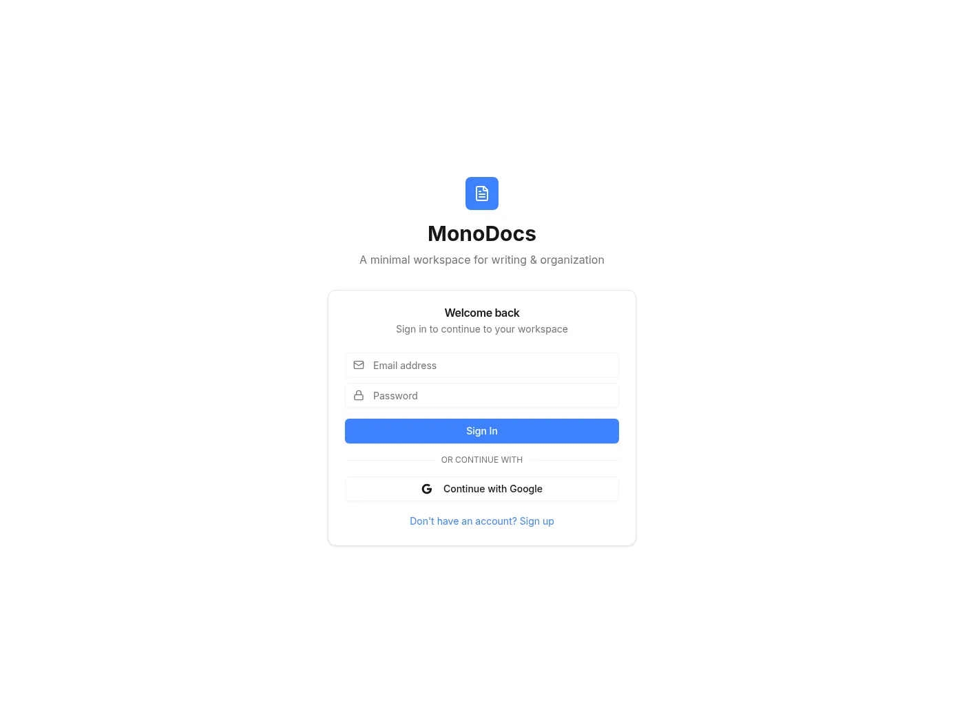 MonoDocs: A Minimal Notion-Style Workspace for Writing & Organization