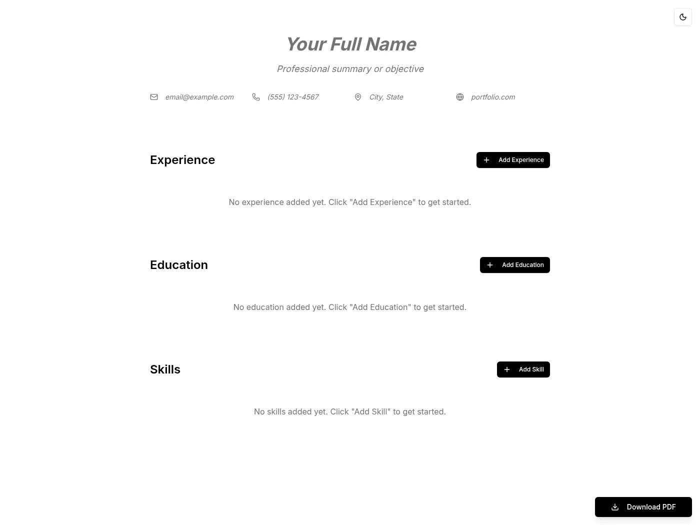 Monochrome Resume Builder