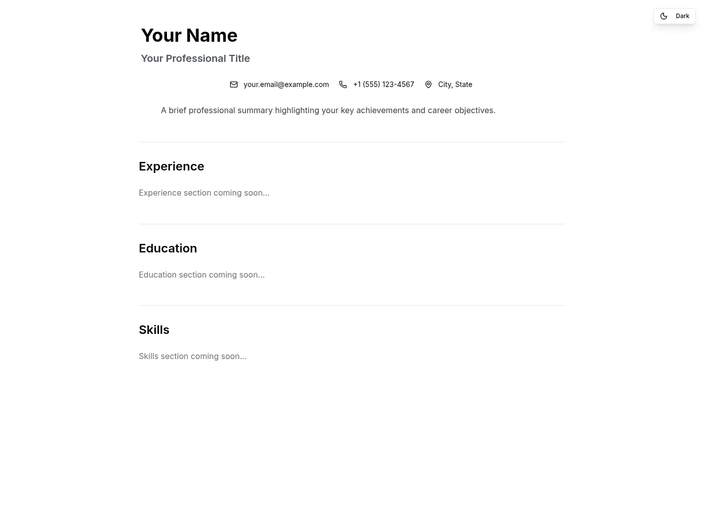 Monochrome Resume Builder