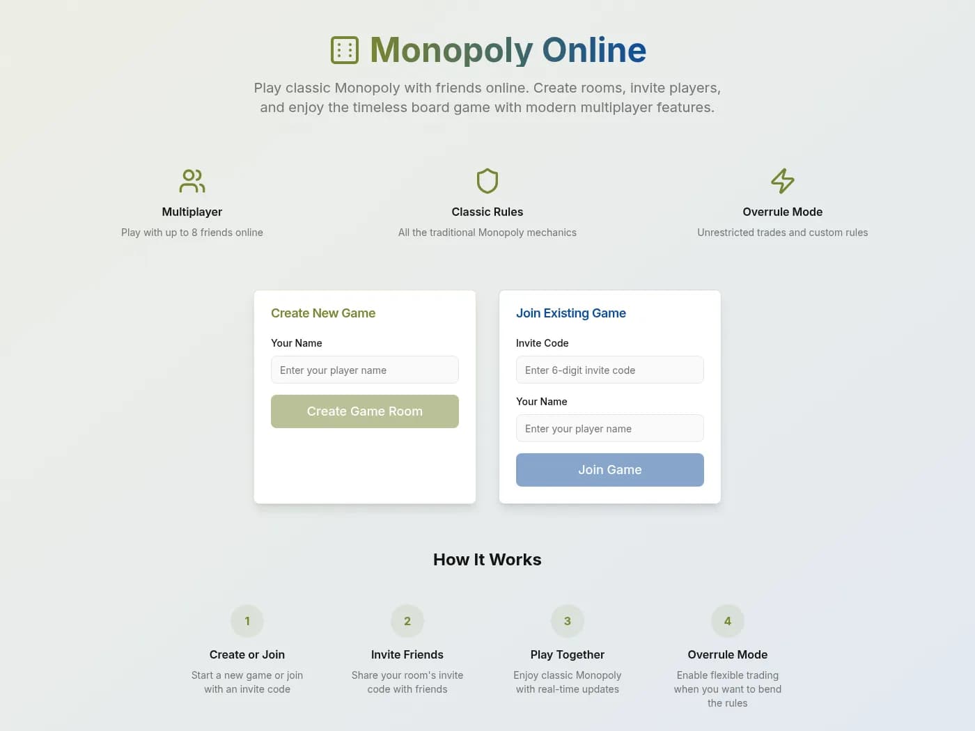 Monopoly Multiplayer Website with Flexible Trades