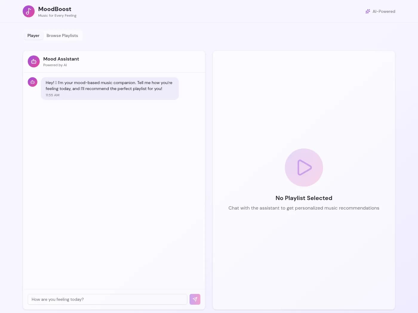 Mood-Boost Music App with AI Chatbot