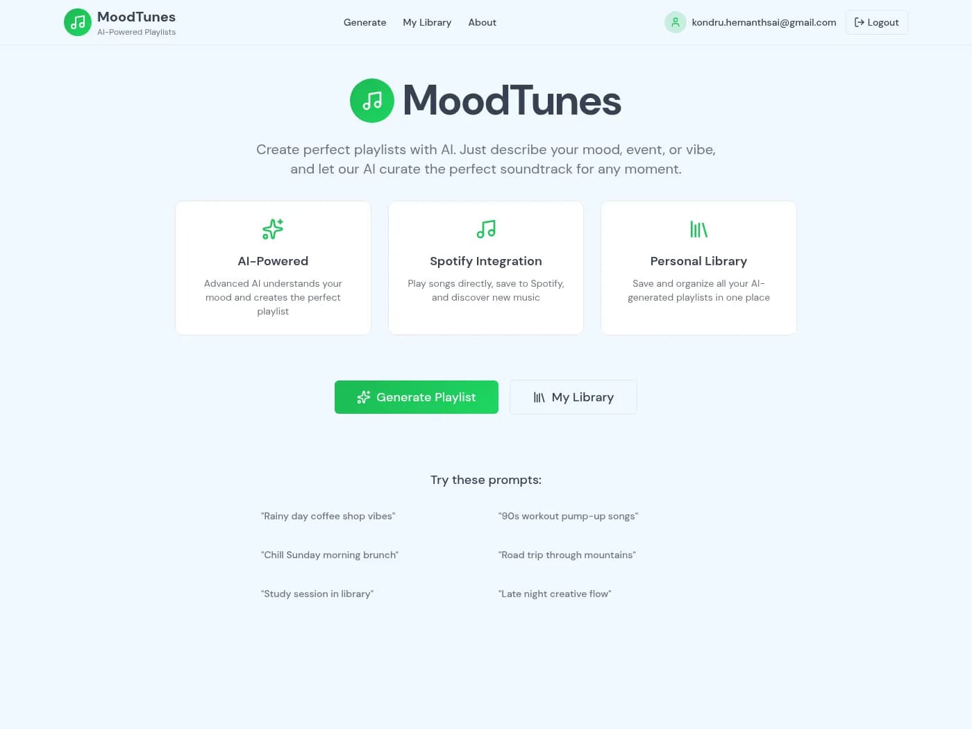 MoodTunes: AI-Powered Spotify Playlist Builder