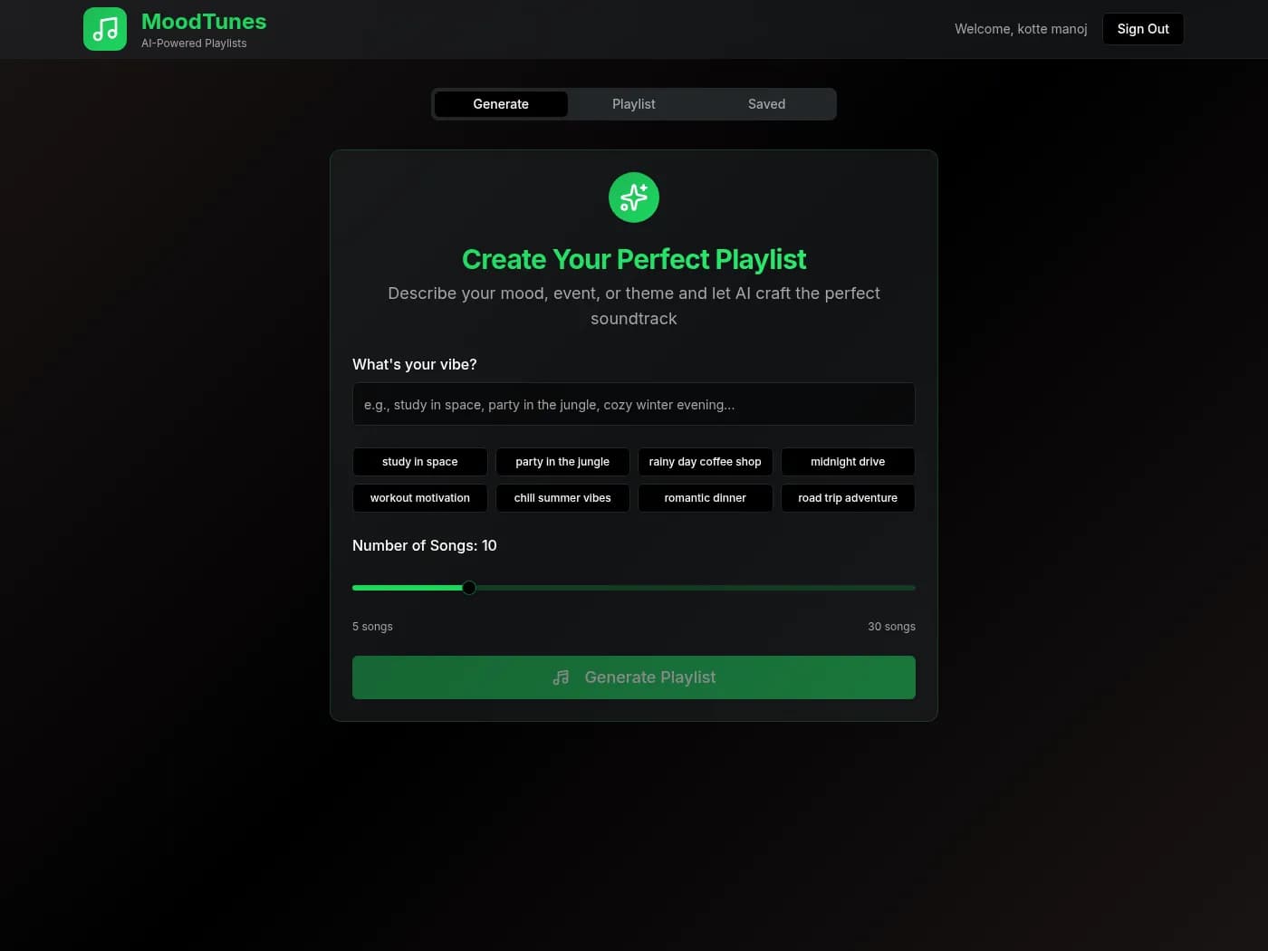MoodTunes: AI-Powered Themed Playlist Builder