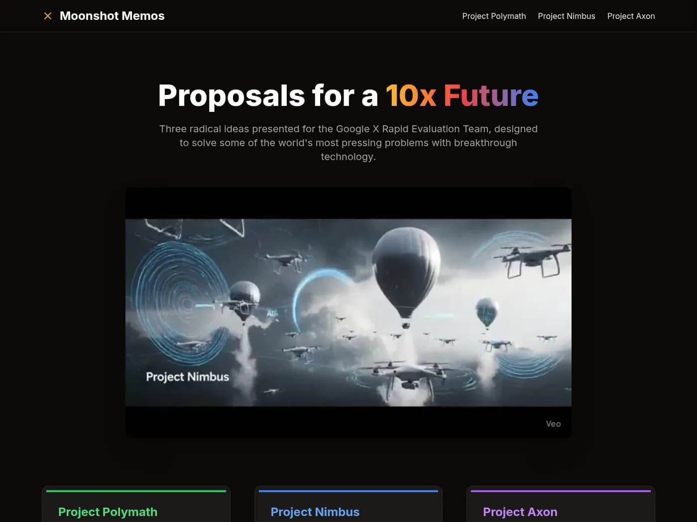 Moonshot Memos - Google X Futuristic Project Showcase
