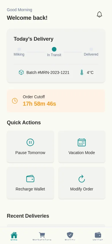 Morena Milk Mobile App